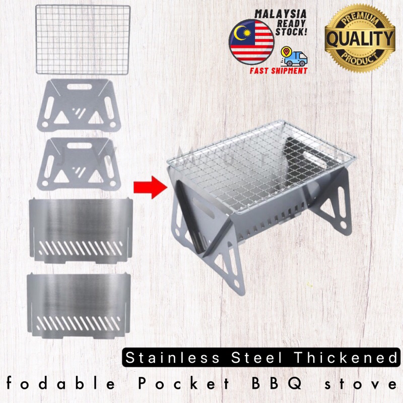 Portable Mini Pocket Stainless Steel Barbeque Grill Stove[Self Easy Assemble]/Rack BBQ Arang ...