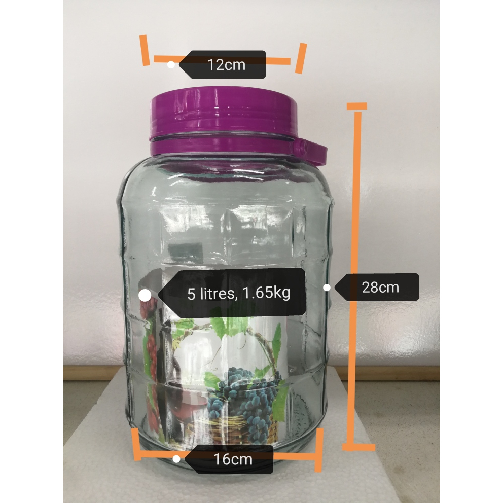 GLASS bottle container 5 litres /BALANG KACA ketat Udara 5 litres ...