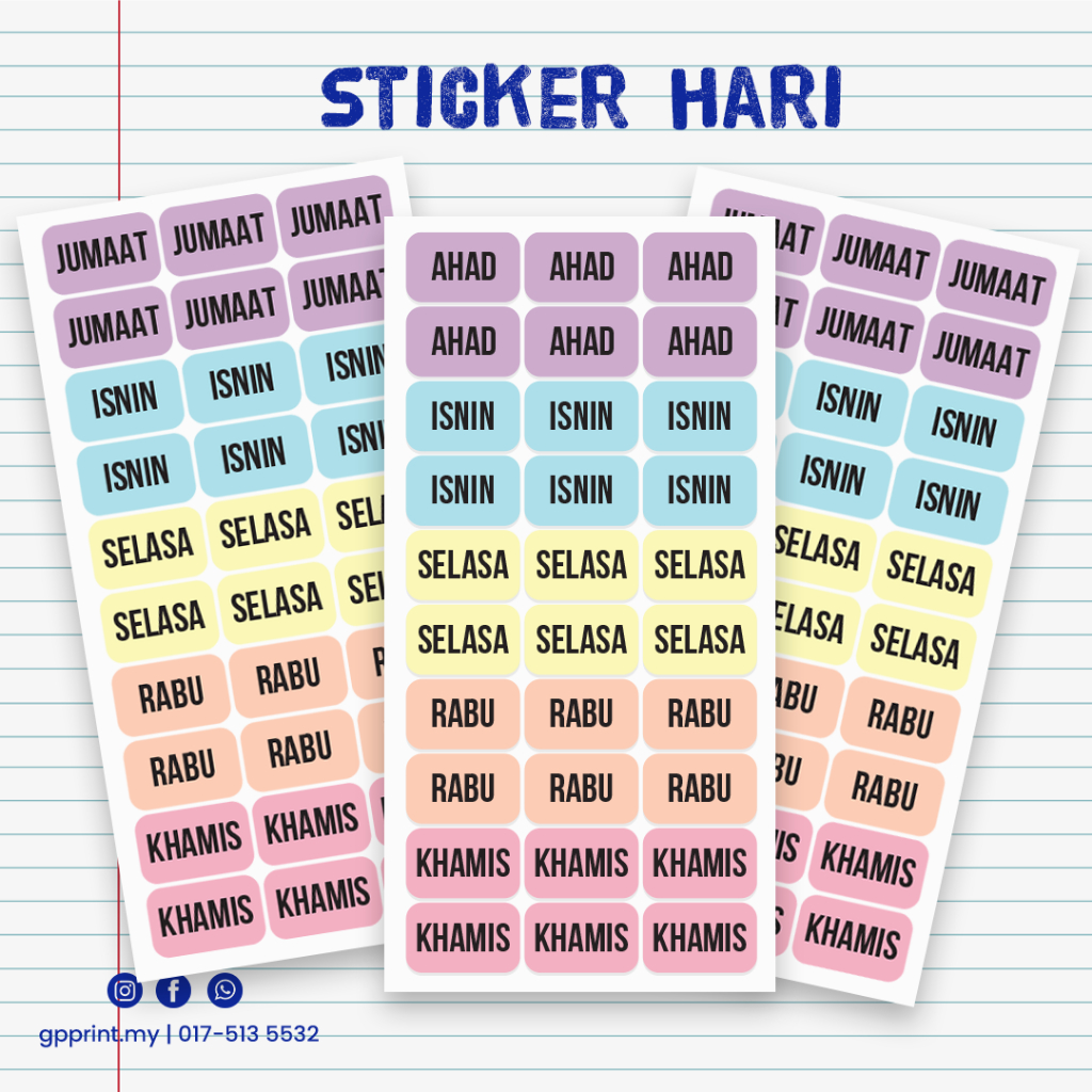 Sticker Buku Sekolah : Sticker Hari 30pcs | Shopee Malaysia