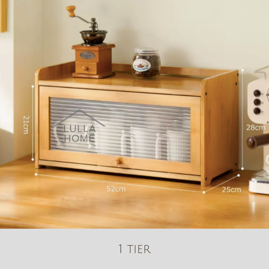 LullaHome Minimalist Muji Nordic Bamboo Cabinet Kitchen Pantry ...