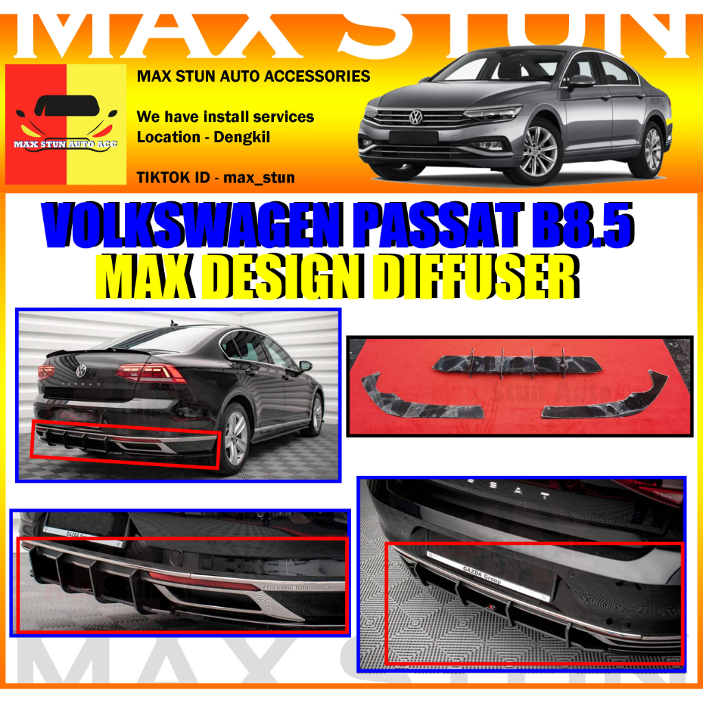 VOLKSWAGEN VW PASSAT B8.5 FACELIFT MAXTON DESIGN REAR DIFFUSER MATERIAL ...