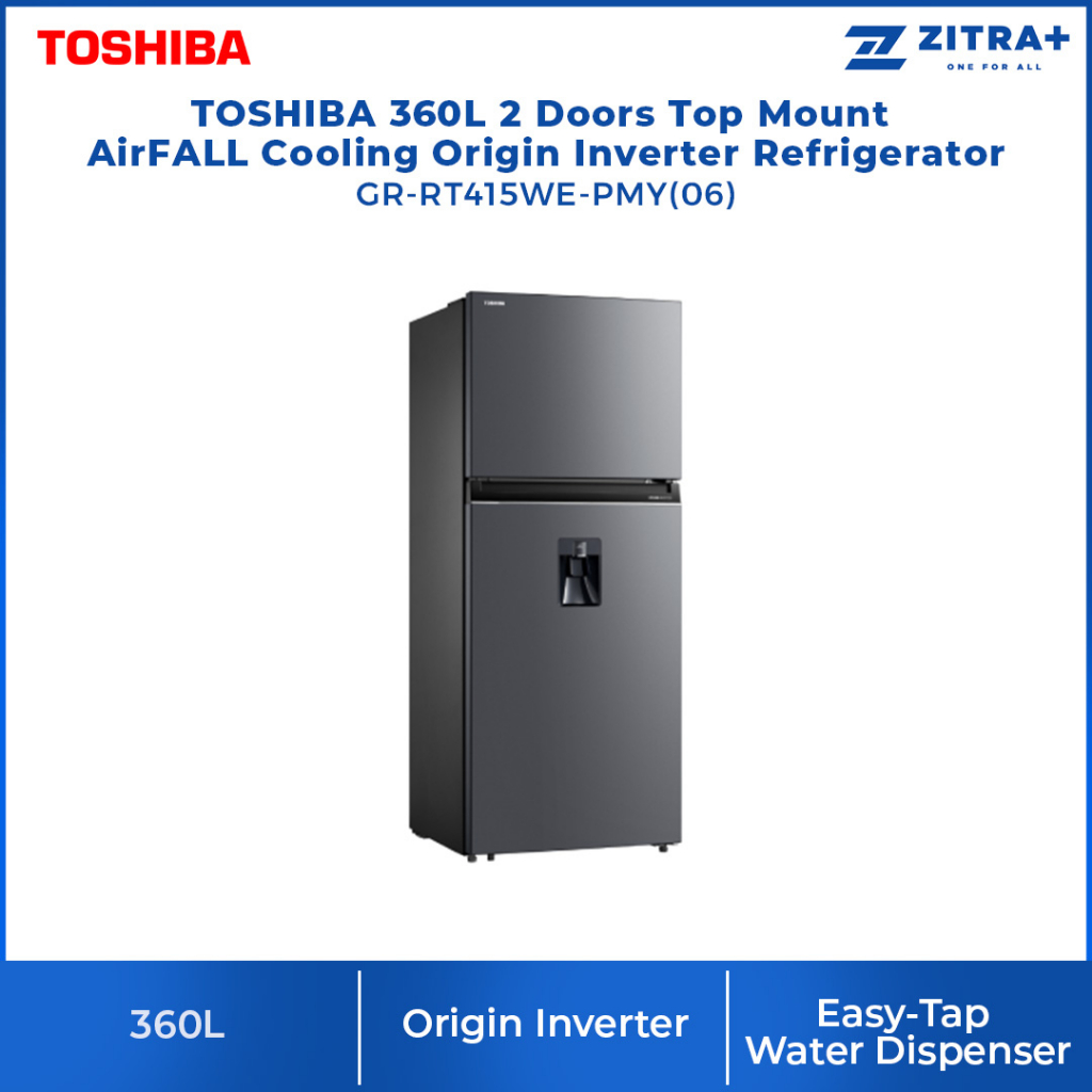 TOSHIBA 360L 2 Doors Top Mount AirFALL Cooling Origin Inverter ...