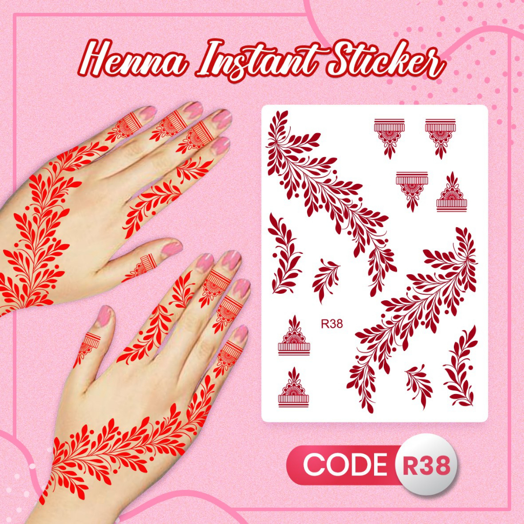 New Design Red Henna Instant Waterproof Sticker For Bride Stiker Inai ...