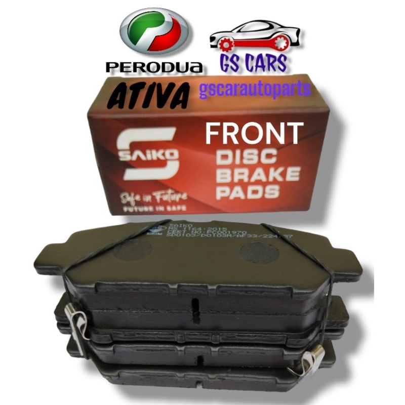 PERODUA ATIVA FRONT DISC BRAKE PADS SET PERODUA ALZA D27A 2022 BREK PAD ...