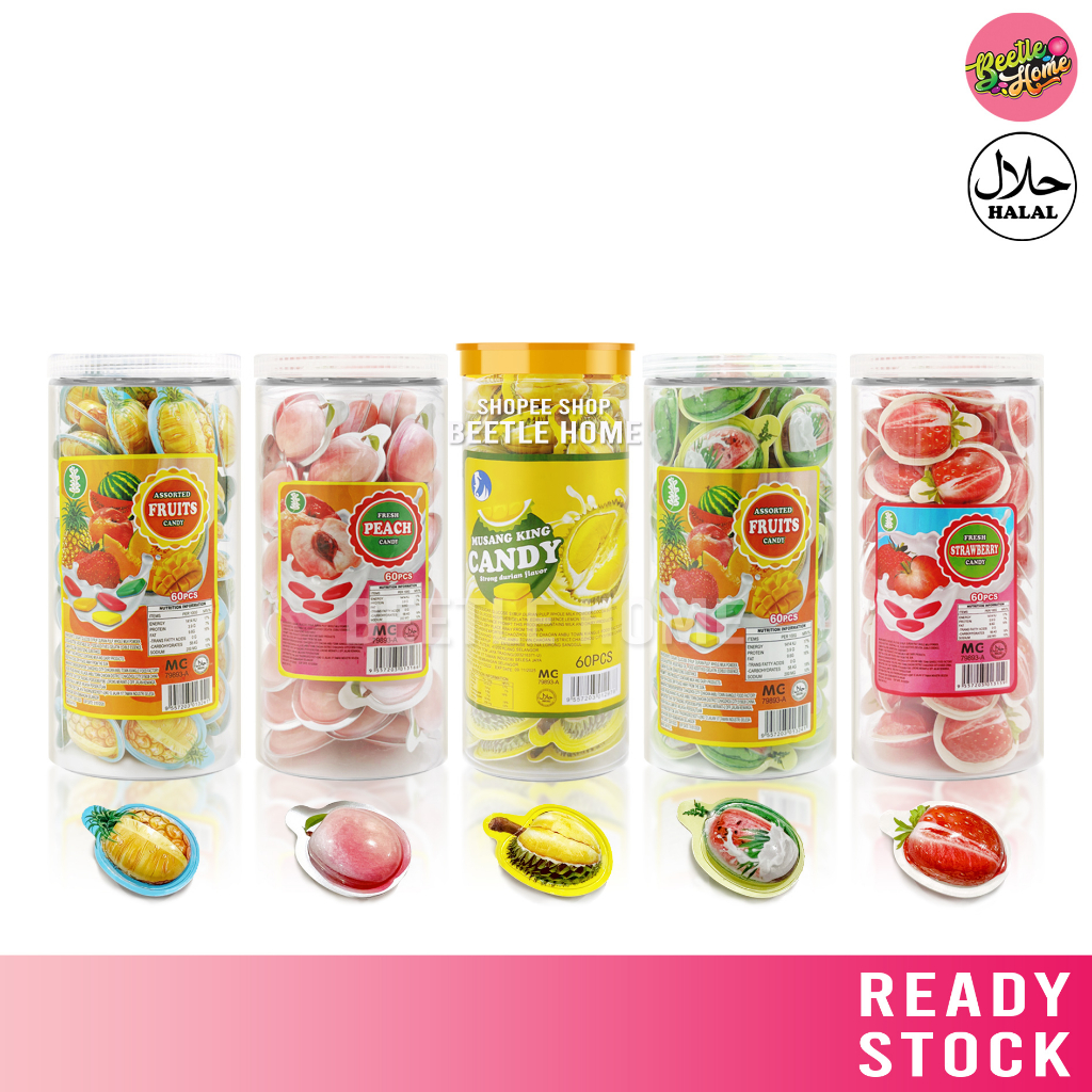 【Borong RM14.8】60Pcs Musang King Candy Soft Candy Fruit Flavor Gula ...