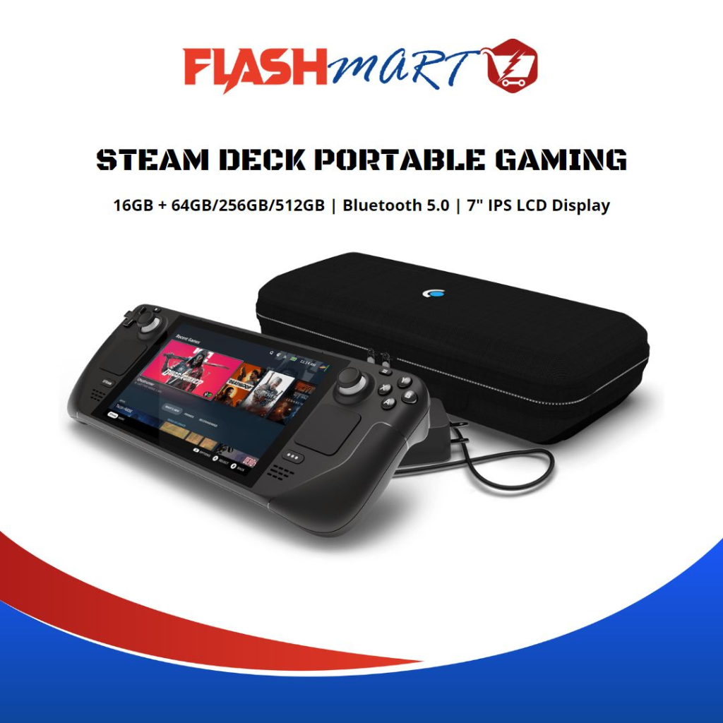 Steam Deck Handheld Gaming Console (Black) | 16GB + 64GB/256GB/512GB ...