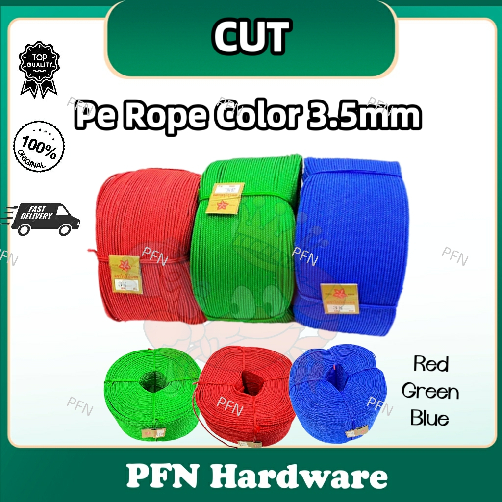 (CUT) 3.5mm Pe Nylon Pe Rope Color / Twine ( 20m /50m / 100m) Quality ...