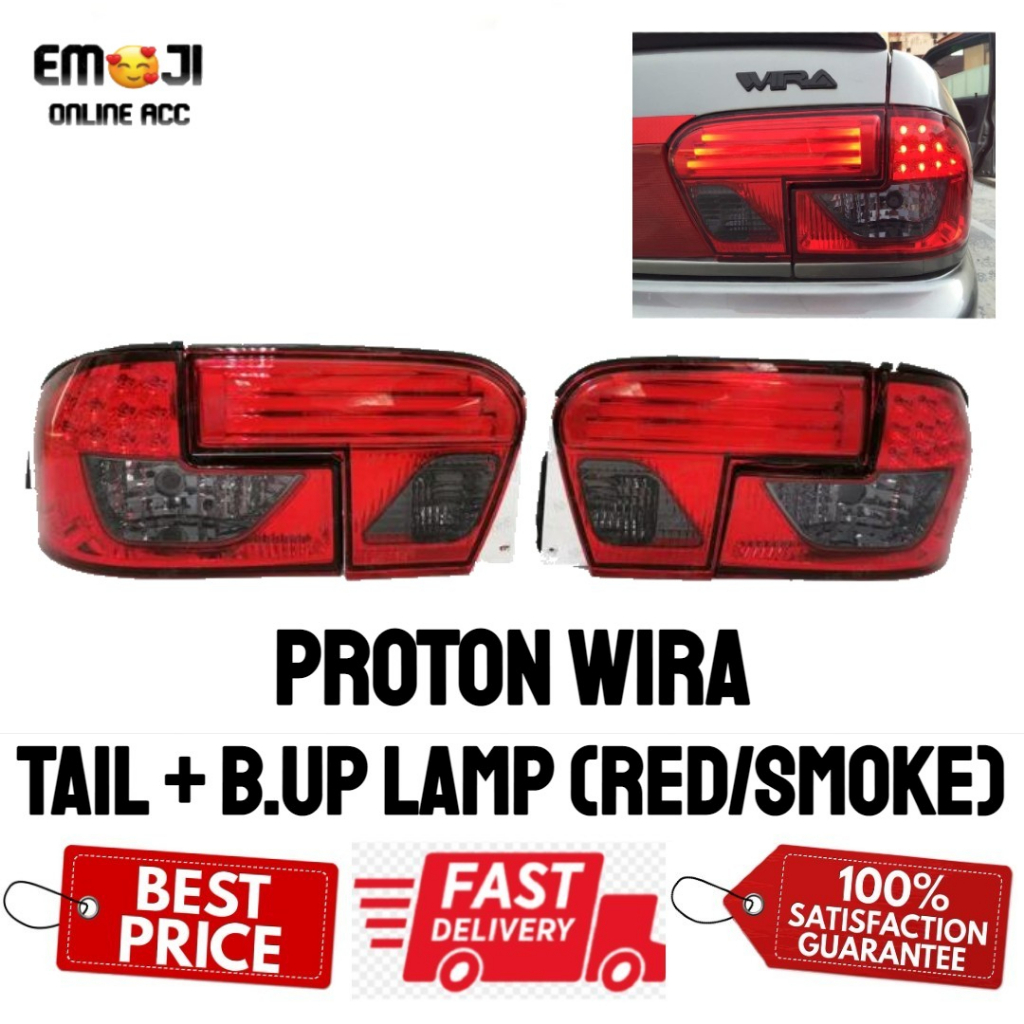 PROTON WIRA TAIL LAMP 1 PAIR SET LED LIGHT BAR RED / SMOKE LAMPU ...