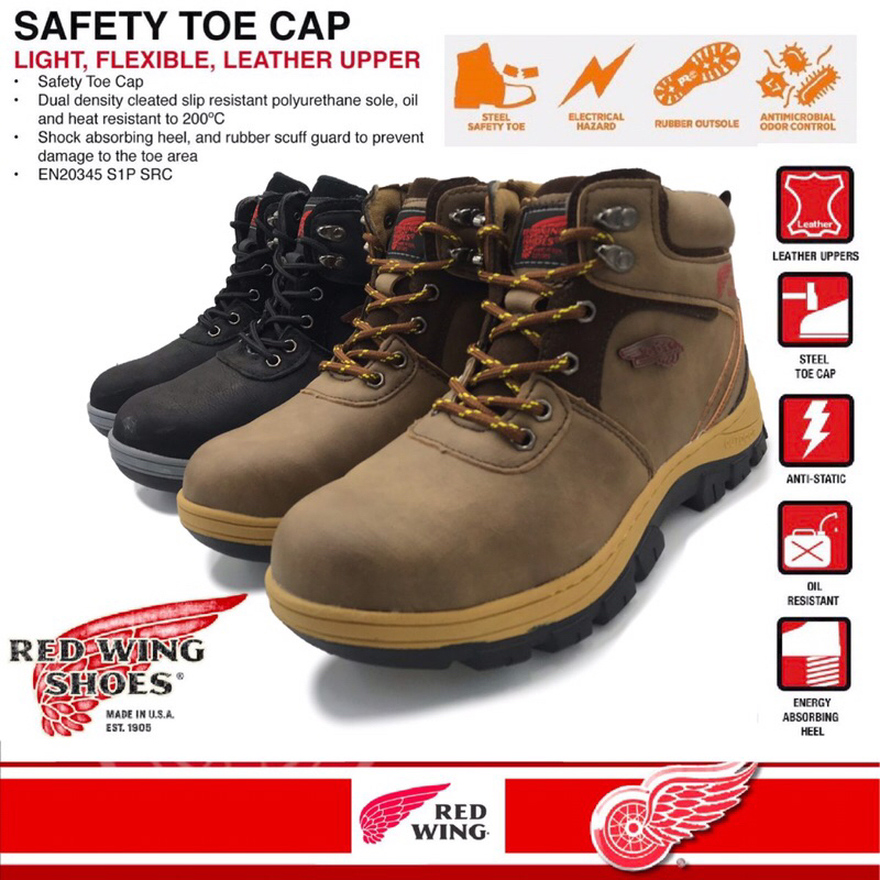 Premium Class Redwing Steel Toe Cap Heavy Duty Safety Shoes Kasut ...