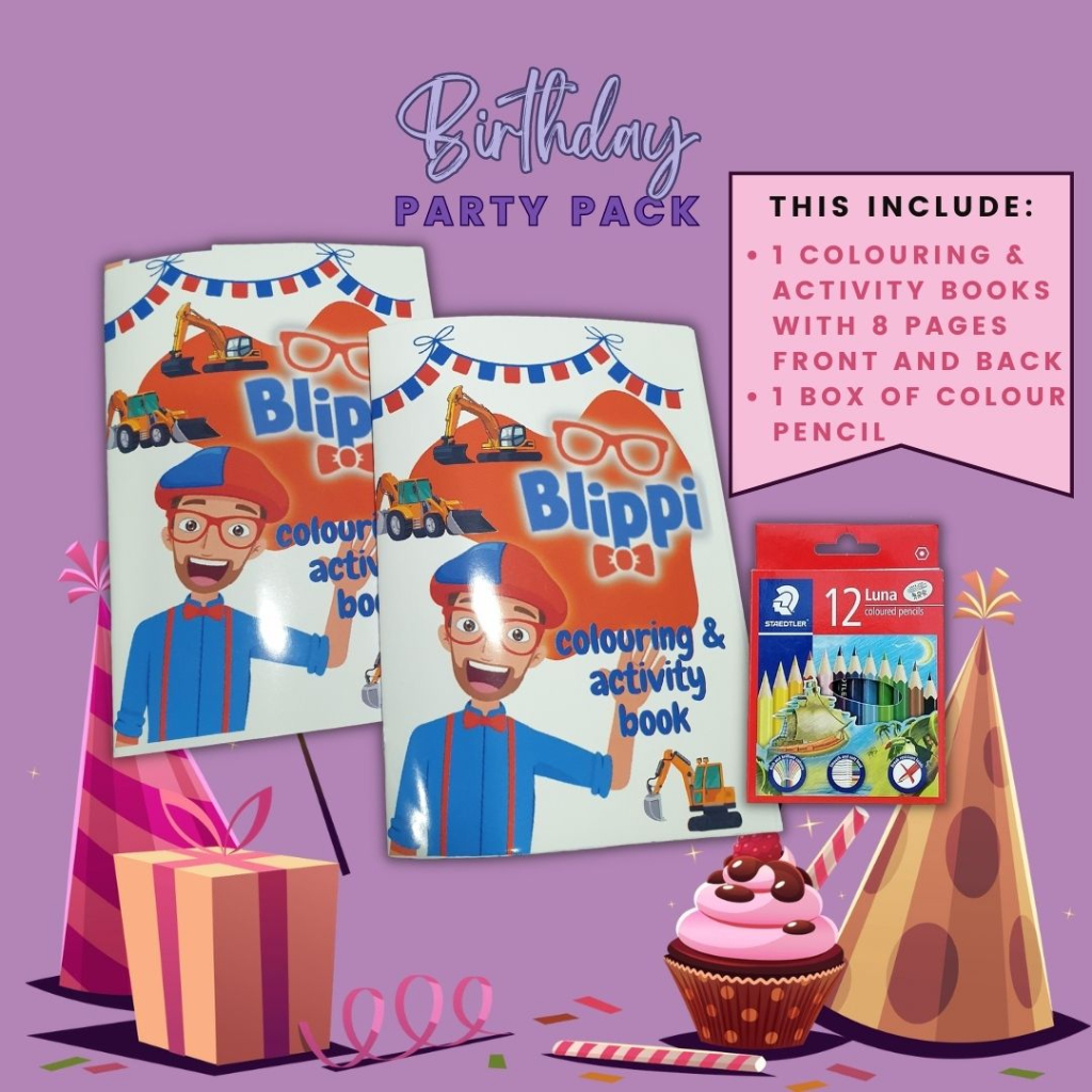 Kids Birthday Party Gift Pack - Blippi Coloring and activity book (A6 ...