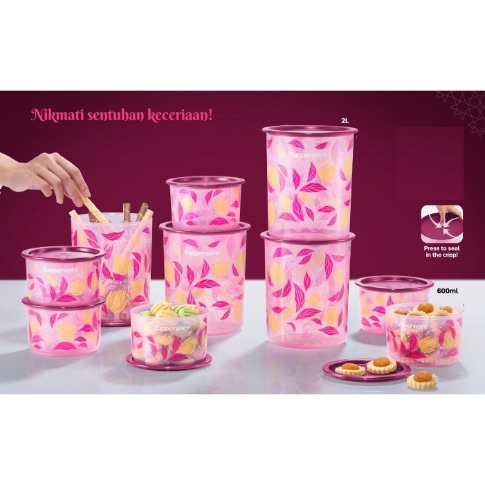 Tupperware Petalz One Touch Canister Small (4) 2.0L | Topper Junior (6) 600ml/Raya 2023 One ...
