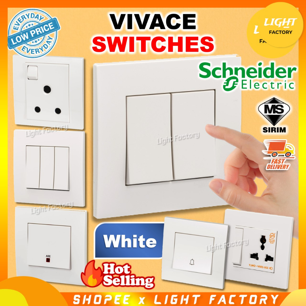 🔥SIRIM APPROVED🔥 Schneider Vivace Switches White KB15 KB31/1 KB32/1 ...