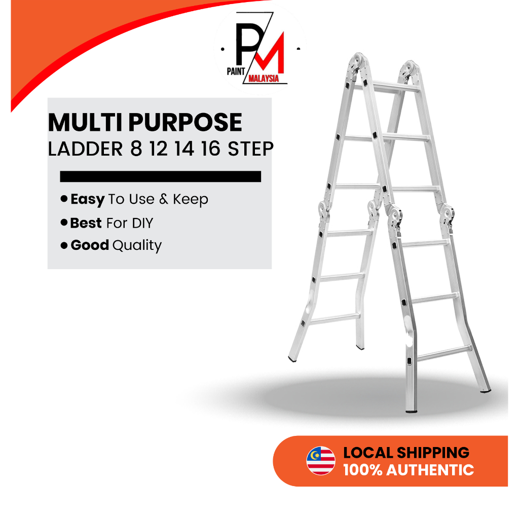 MULTI PURPOSE LADDER (STRONGMAN) 8 / 12 / 14 / 16 STEPS Ladder Heavy ...