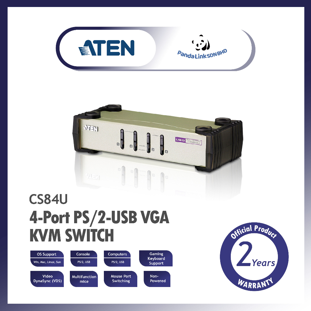 ATEN CS82U/CS84U 2-Port/4-Port PS/2-USB VGA KVM Switch | Shopee Malaysia