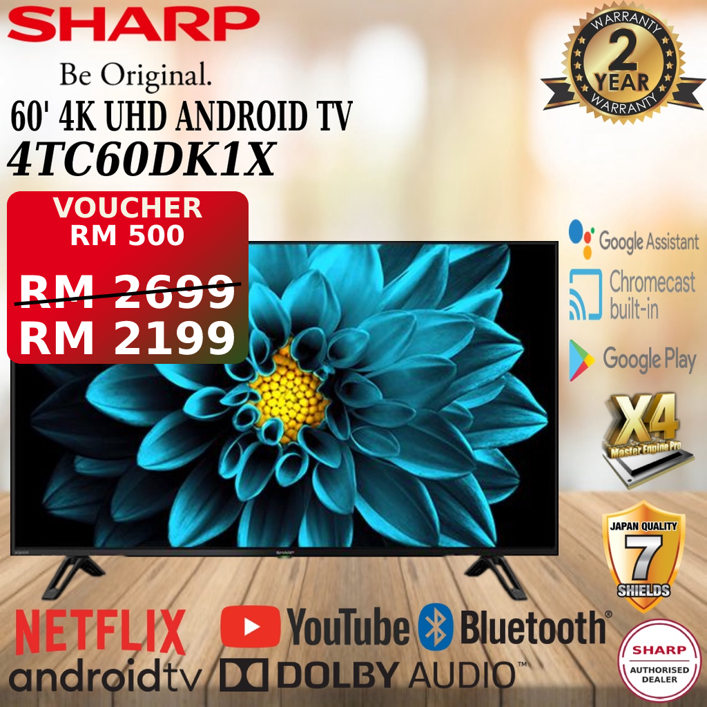 [NEW MODEL] SHARP 60 INCH 4K UHD ANDROID TV 4TC60DK1X | Shopee Malaysia