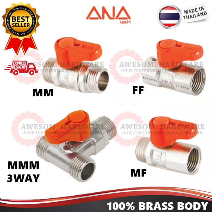 (MADE IN THAILAND) ANA 1101 1/2" BRASS CHROMED MINI BALL CORK BALL ...