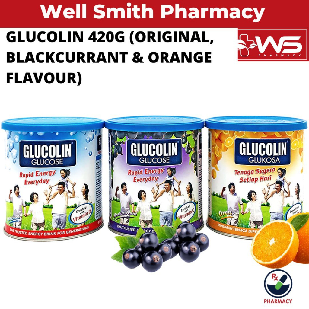 GLUCOLIN GLUCOSE 420G RAPID ENERGY DRINK (ORIGINAL, BLACCURRANT AND ...