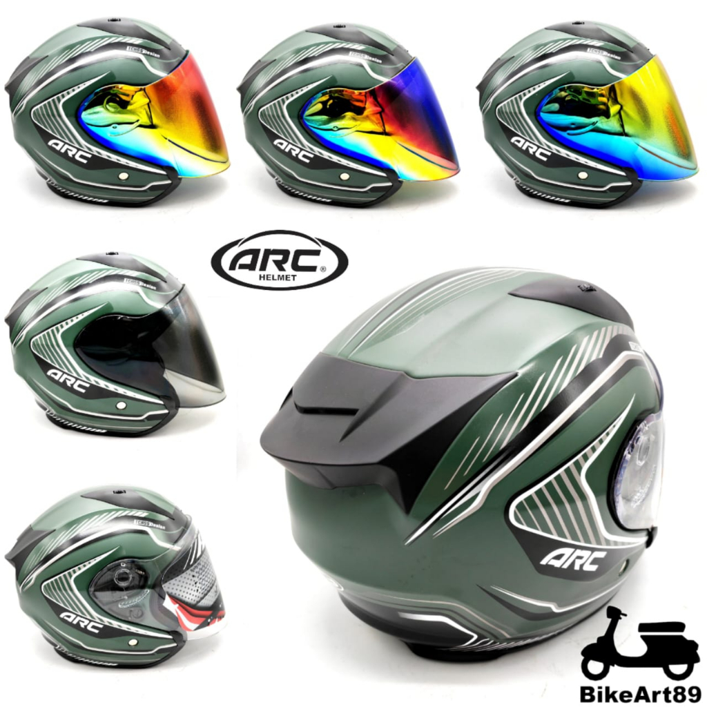 Helmet ARC XR Beats ARMY GREEN With Color Visor Clear Smoke Rainbow ...