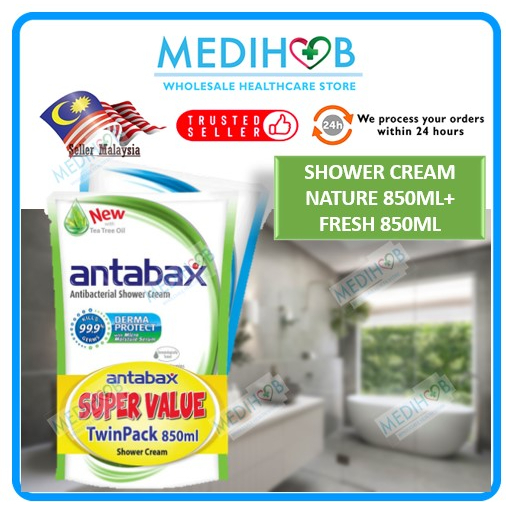 Antabax Antibacterial Shower Cream Refill Pack NATURE & FRESH (850ml x ...