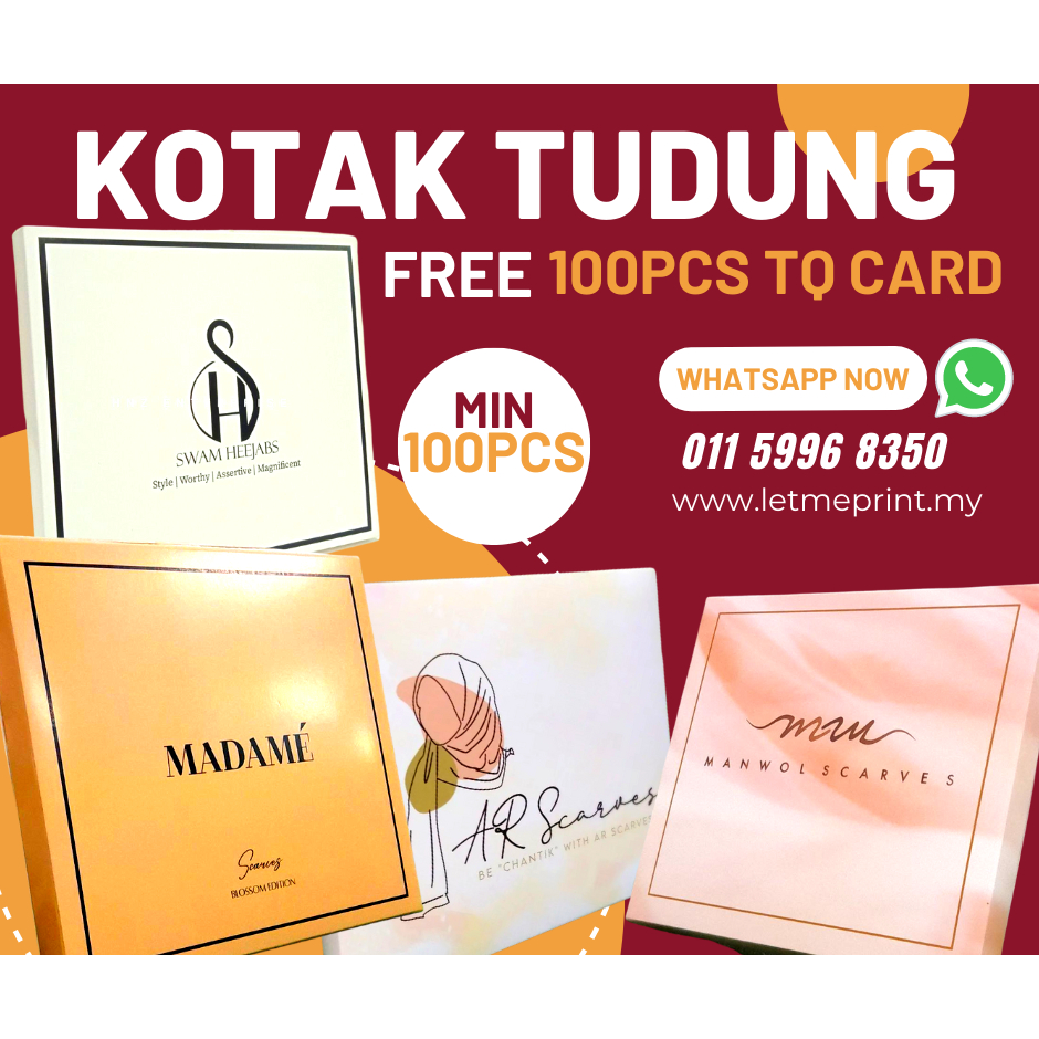 SAMPLE KOTAK TUDUNG ENVELOPE PRINTED/HIJABBOX/SCARF BOX /KOTAK TELEKUNG ...