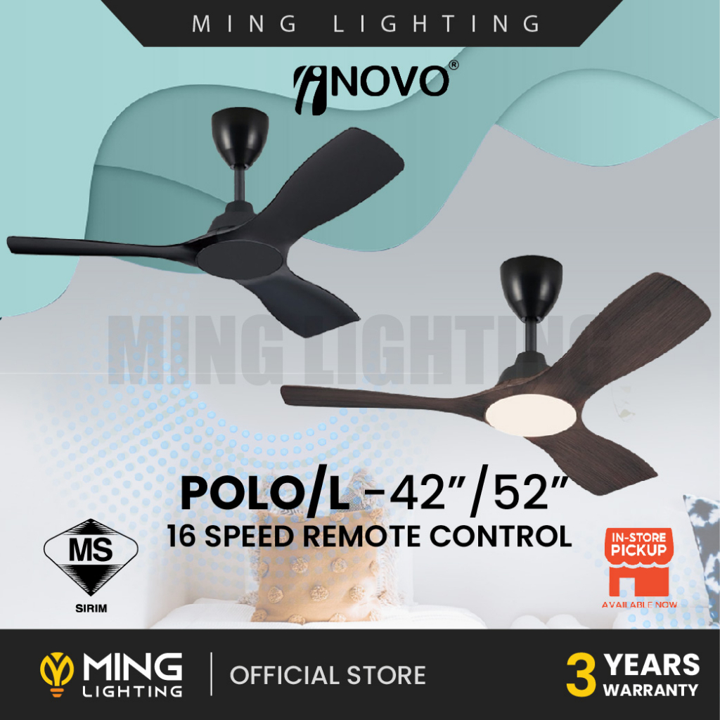 INOVO POLO 52 42 LED Ceiling Fan 5 ABS Blades Remote Control 1321mm AC ...
