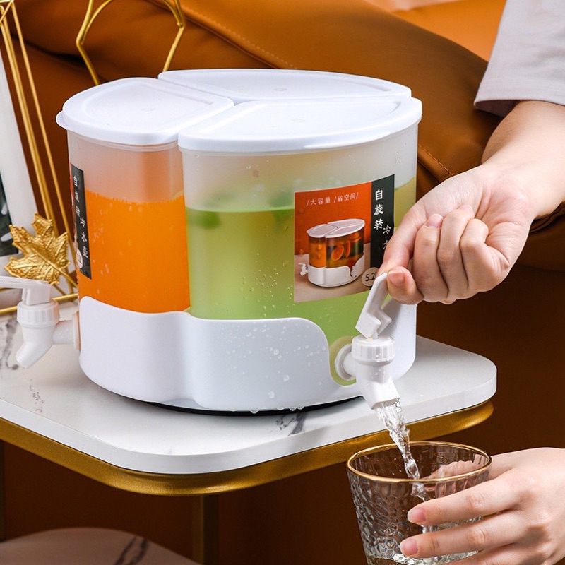 5.2L Rotatable Water Bottle Drink Dispenser Beverage Container Three ...