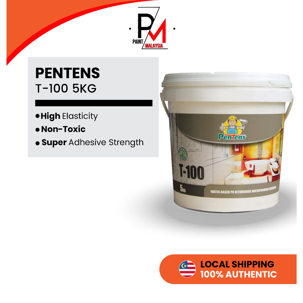 PENTENS T-100 5KG Water-Based PU Bituminous Waterproofing Membrane Compound Waterproofing Kalis ...