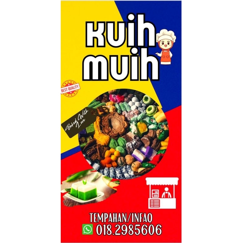 banner bunting niaga kuih muih bomboloni waffle Croffle roti wap Kukus ...