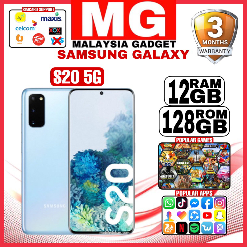 Samsung Galaxy S20 5G (12+128GB)(Snapdragon 865)(Original Secondhand ...