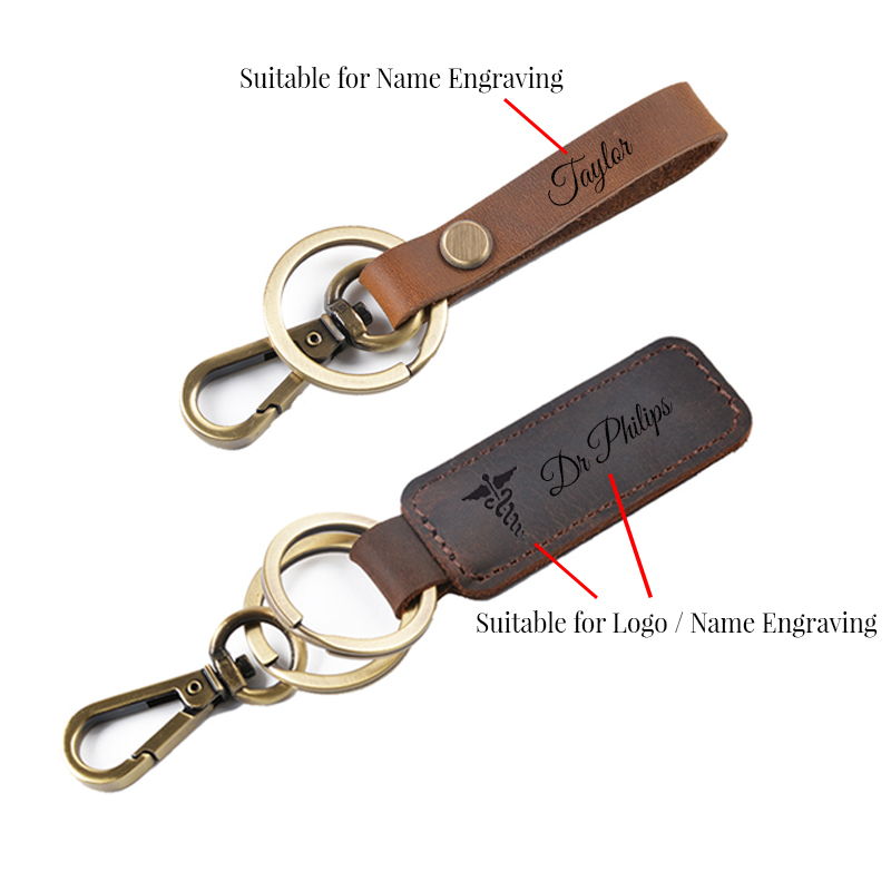 Personalised Stylish Genuine Leather Keychain | Gantungan Kunci Kulit ...