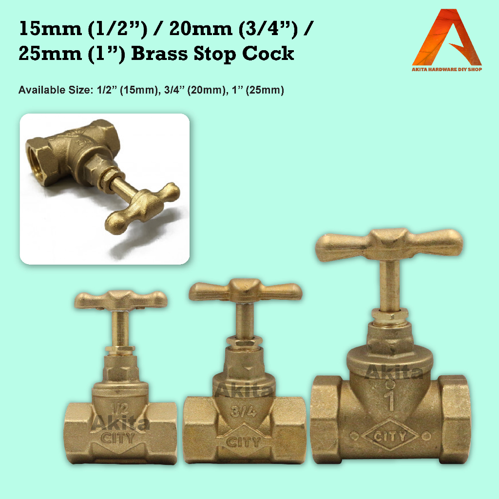 City 15mm 20mm 25mm Brass Stop Cock 12 34 1 Stopcock Valve Water Fitting Piping