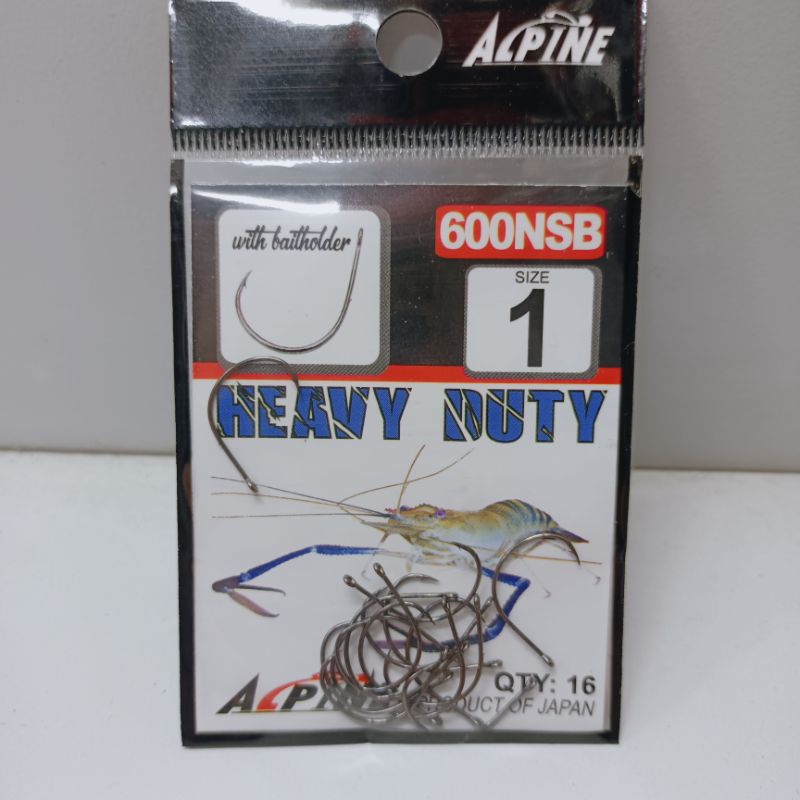 Alpine prawn hook 600NSB heavy duty with bait-holder mata udang ...