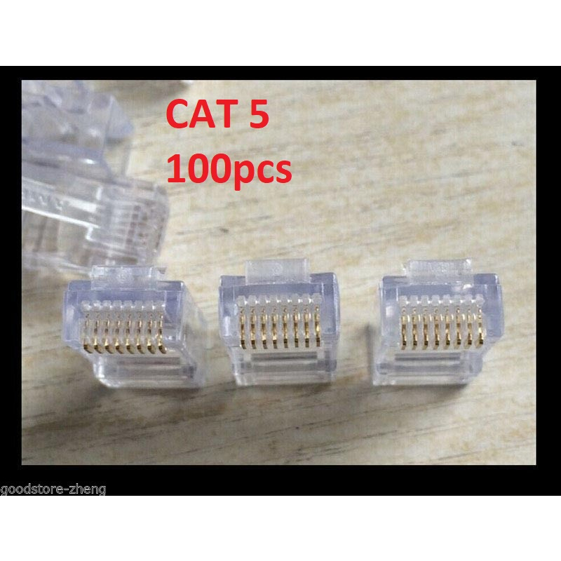 100pcs CAT5 CAT5e CAT6 RJ45 Crystal Network Connector Terminal AMP ...