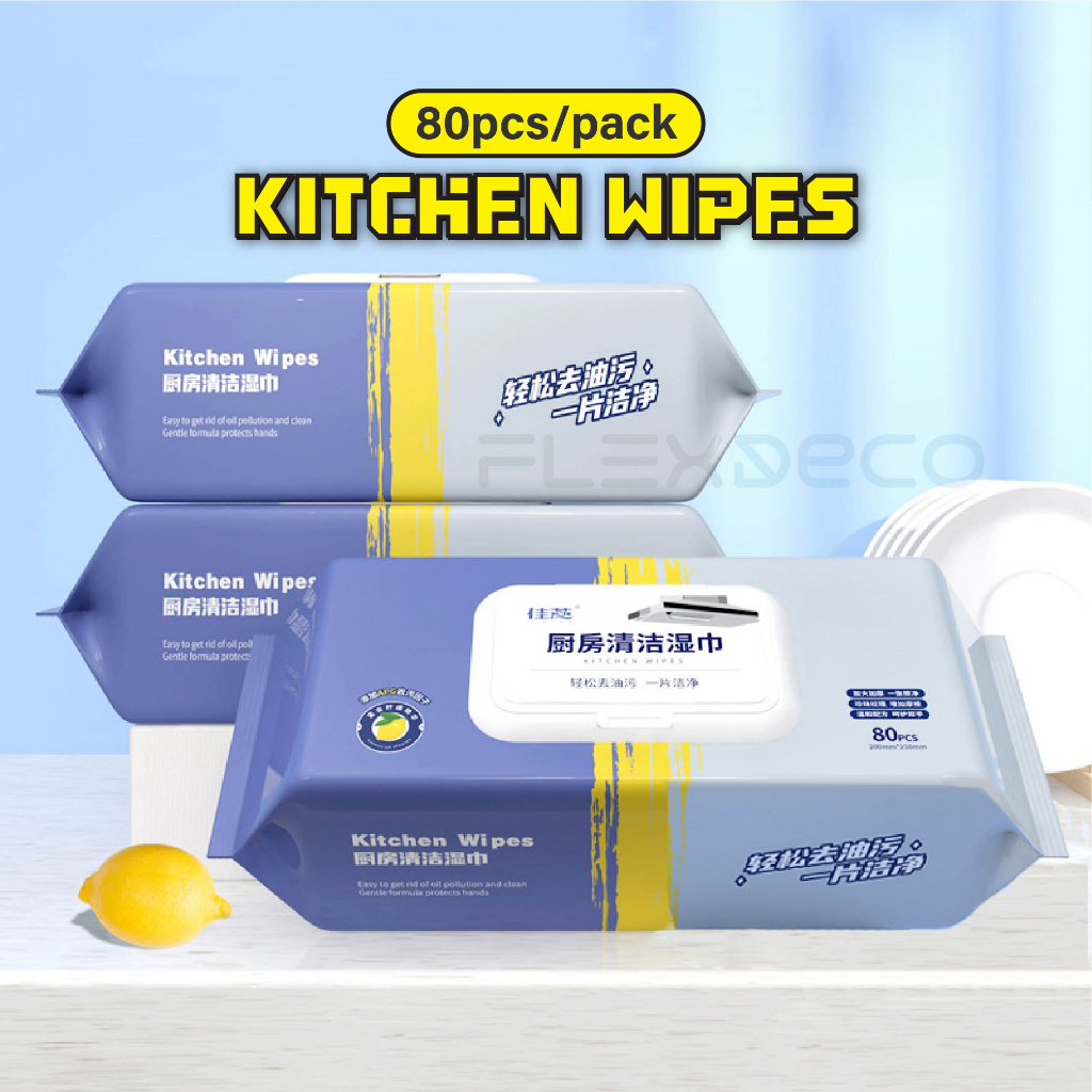 Kitchen Wipes 80PCS Disposable Kitchen Wet Tissue Cleaning Degreasing ...