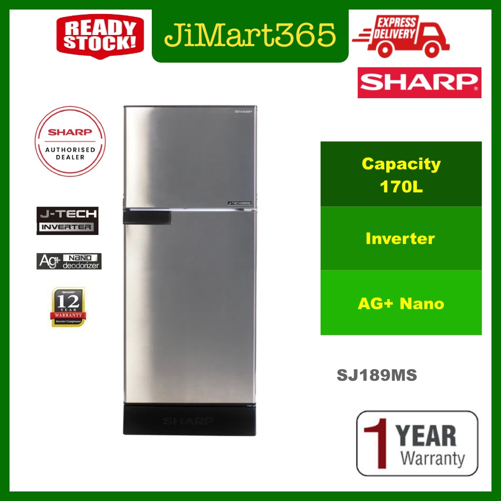Sharp 2 Door Fridge with J-Tech Inverter (170L) SJ189MS | Shopee Malaysia