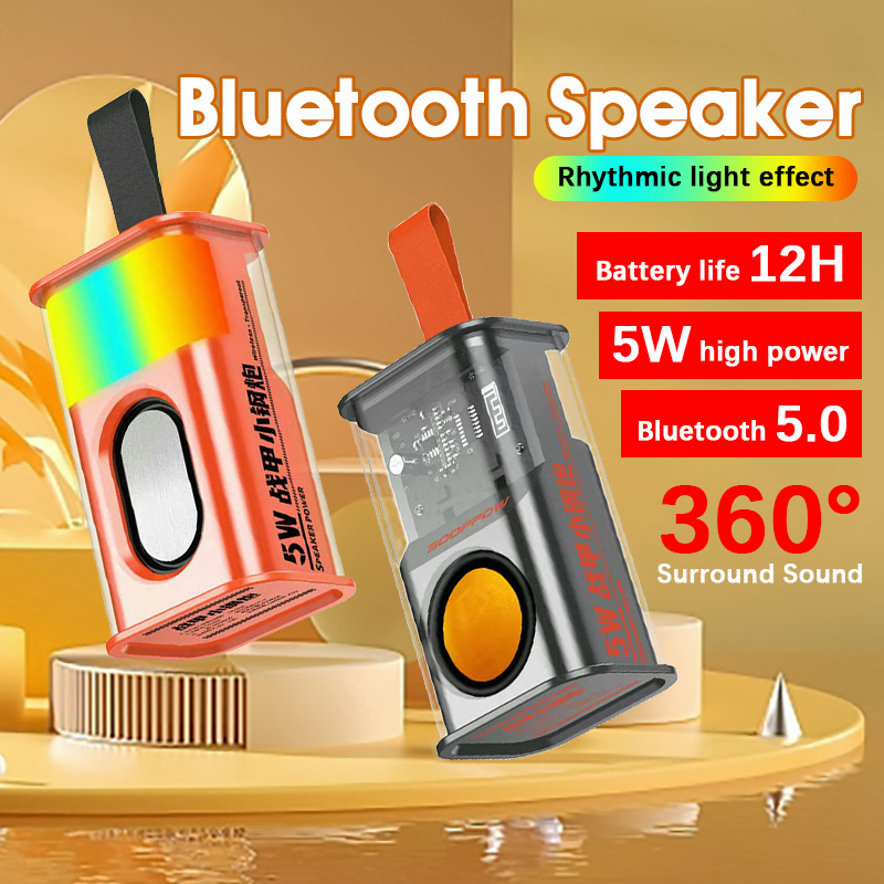 Wireless Bluetooth Speaker New Transparent Mech Audio TWS RGB Rhythm Breathing Light 360° Stereo ...