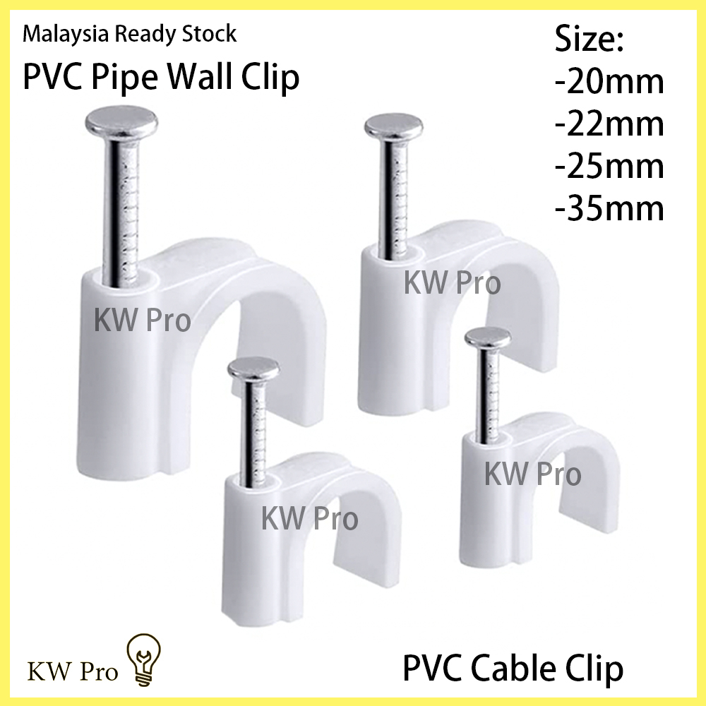 20mm 22mm 25mm 35mm PVC Cable Wall Clip U Shape Clip Klip Paku PVC ...