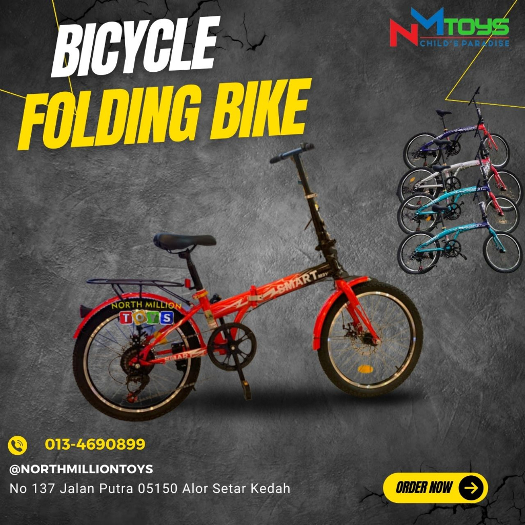 Basikal lipat 20 inci smart m3y folding bike include carrier with disc ...