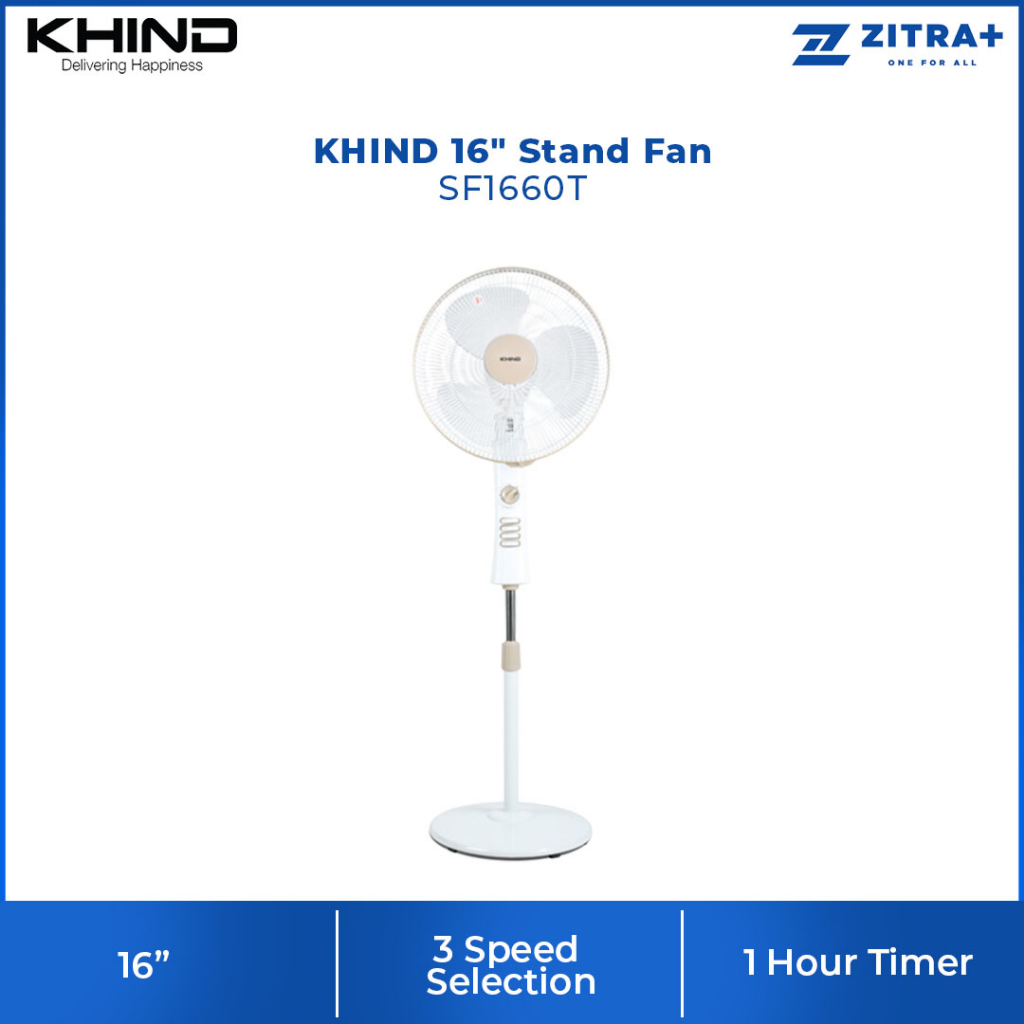 KHIND 16" Stand Fan SF1660T | 3 Speed Selection | 1 Hour Timer | Wide ...