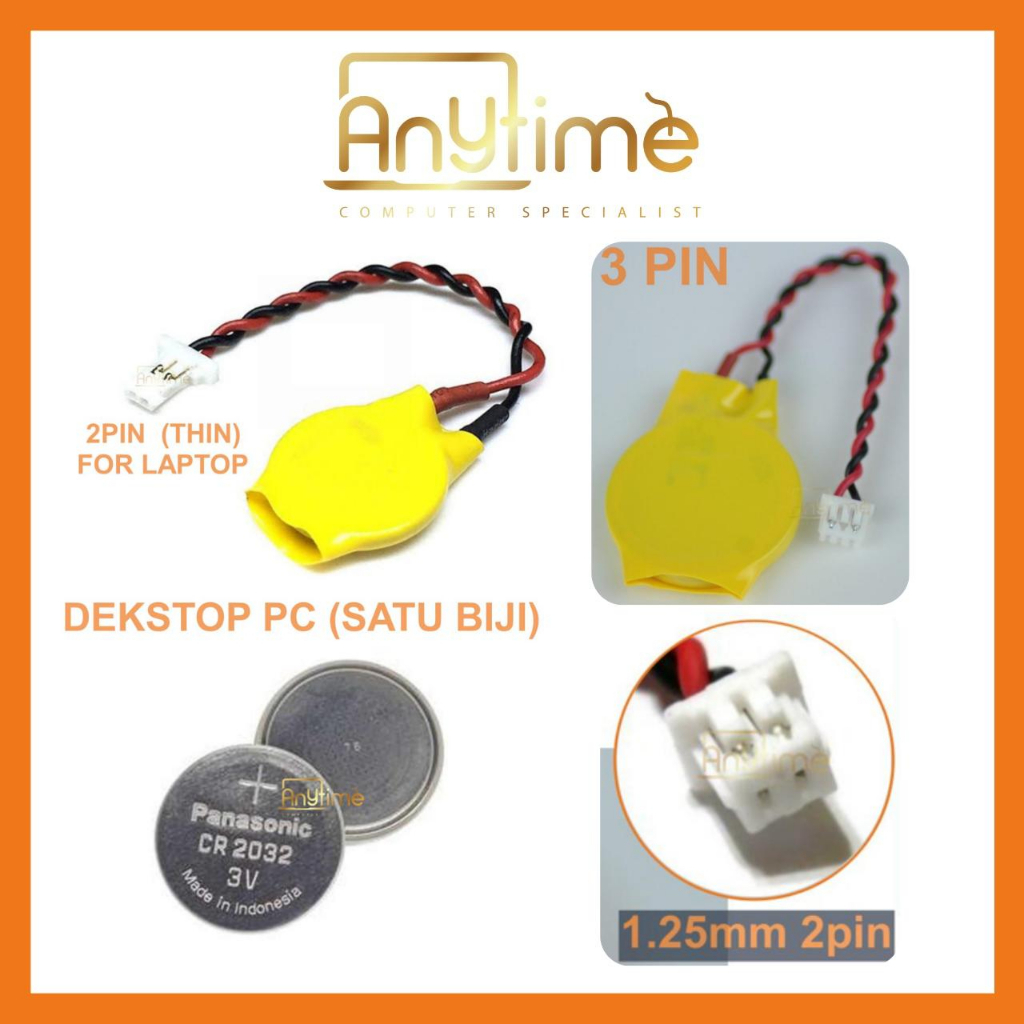 LAPTOP MOTHERBOARD MAINBOARD BIOS CMOS BATTERY 2 3 PIN(2P 3P) 3V CR2032 ...