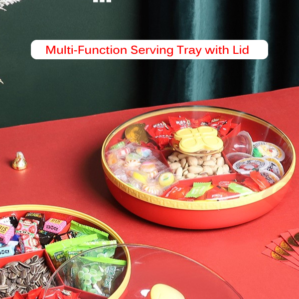Divided Serving Tray with Lid Compartment Serving Container Snack Candy ...