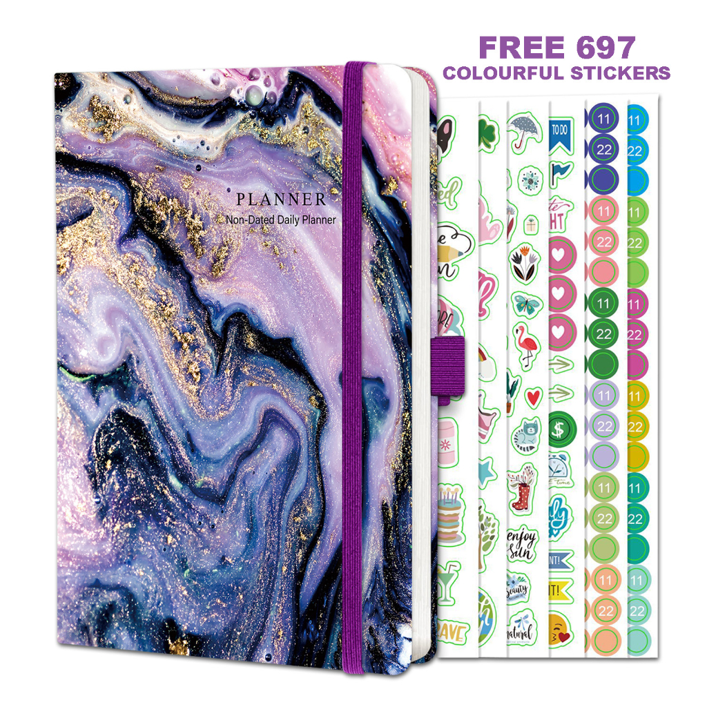 A5 Leather Hardcover Smart Planner Pro Undated 6month Daily Planner ...