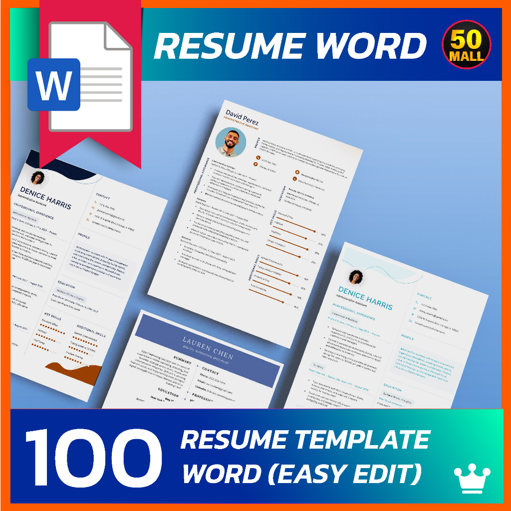 🔥 READY STOCK 🔥 100 RESUME PREMIUM SIMPLE AND CLEAR TEMPLATE MICROSOFT ...