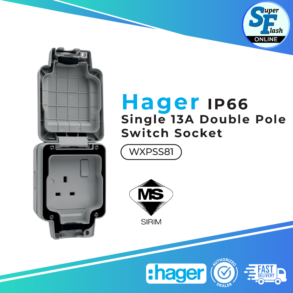 HAGER WXPSS81 IP66 SINGLE 13A DOUBLE POLE SWITCH SOCKET | Shopee Malaysia