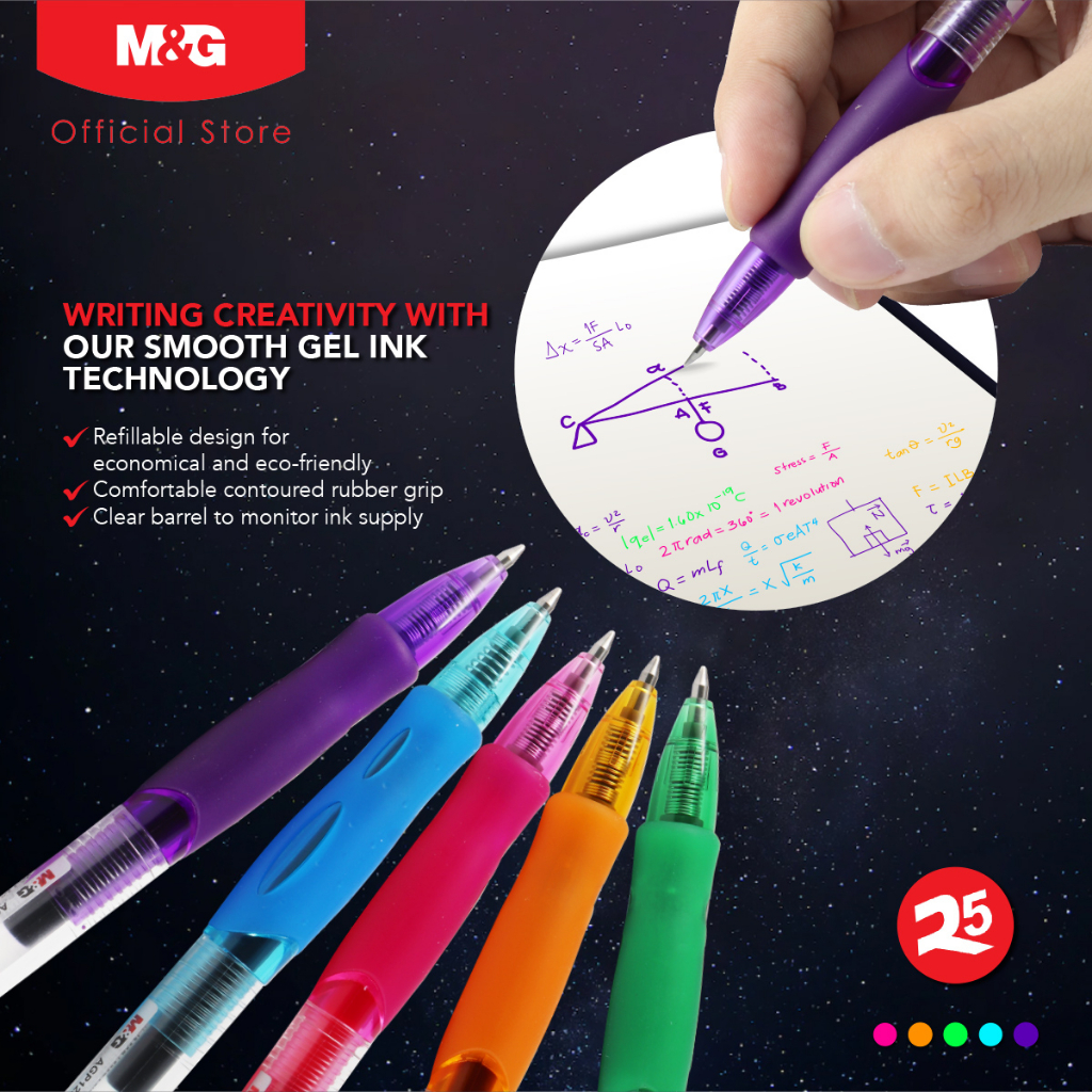 M&G R5 Retractable 0.7mm Gel Pen with Refill Option - Comfortable Grip ...