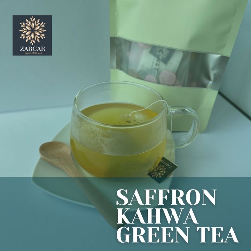 Saffron Kahwa Green Tea, Sugar Free, 10 Sachets | Saffron Green Tea ...