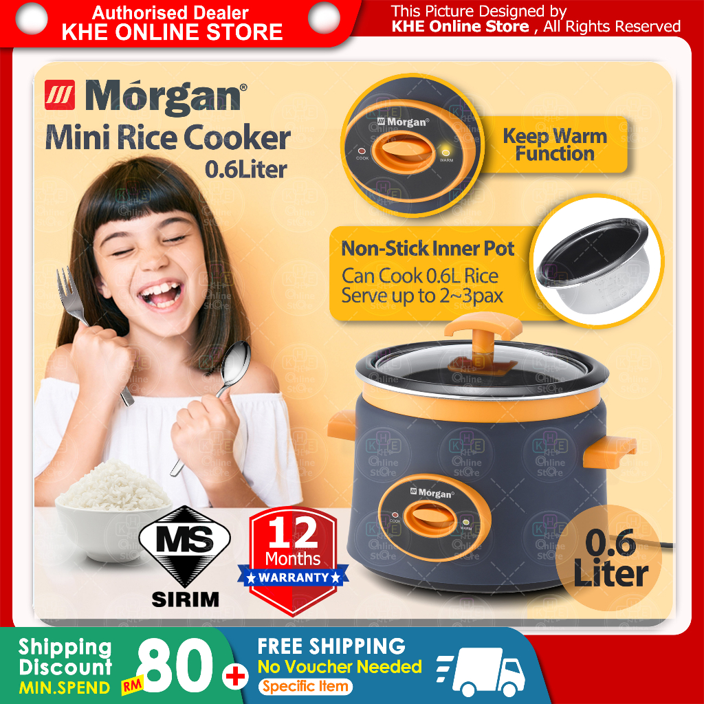 Morgan Non-Stick Classy Mini Rice Cooker Periuk Nasi Kecil 0.6L MRC ...