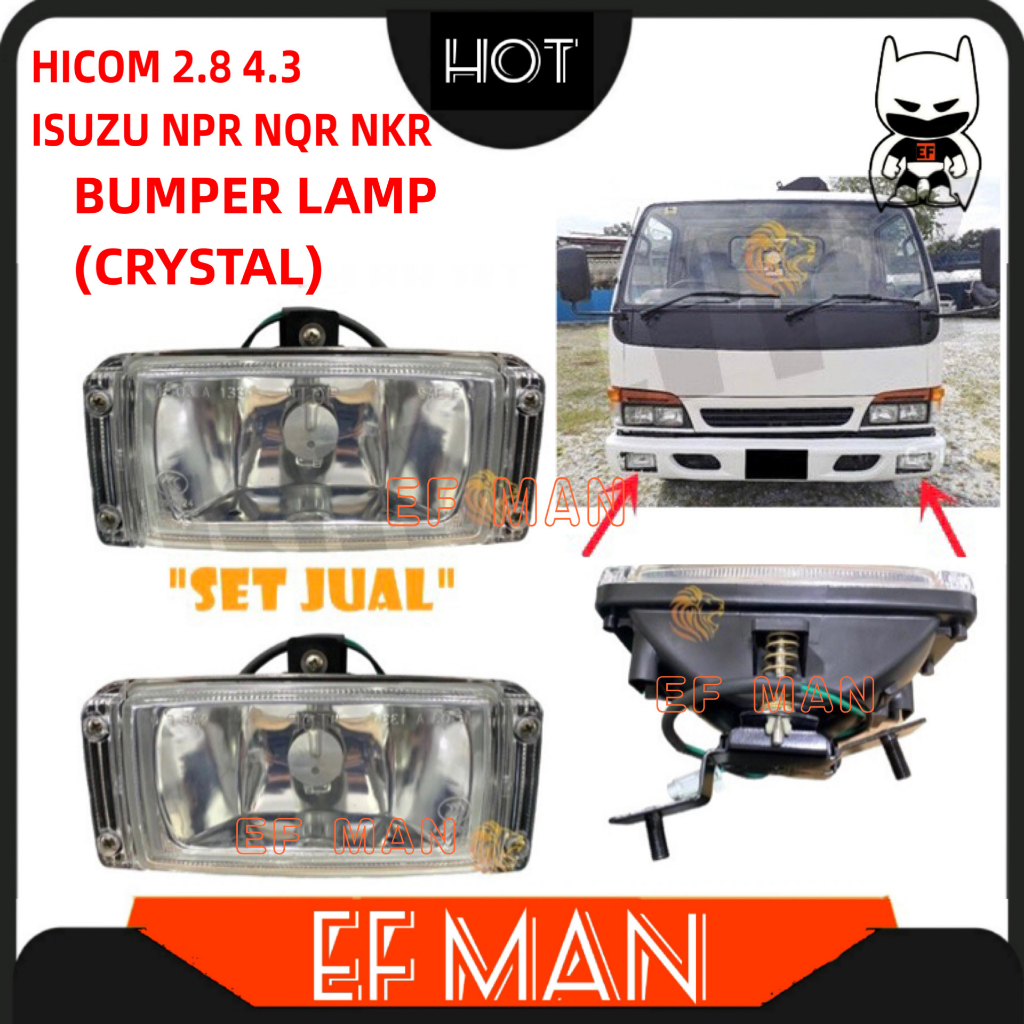 HICOM 2.8 4.3 1TON 3TON LORRY ISUZU FRONT BUMPER FOG LAMP CRYSTAL SIDE ...