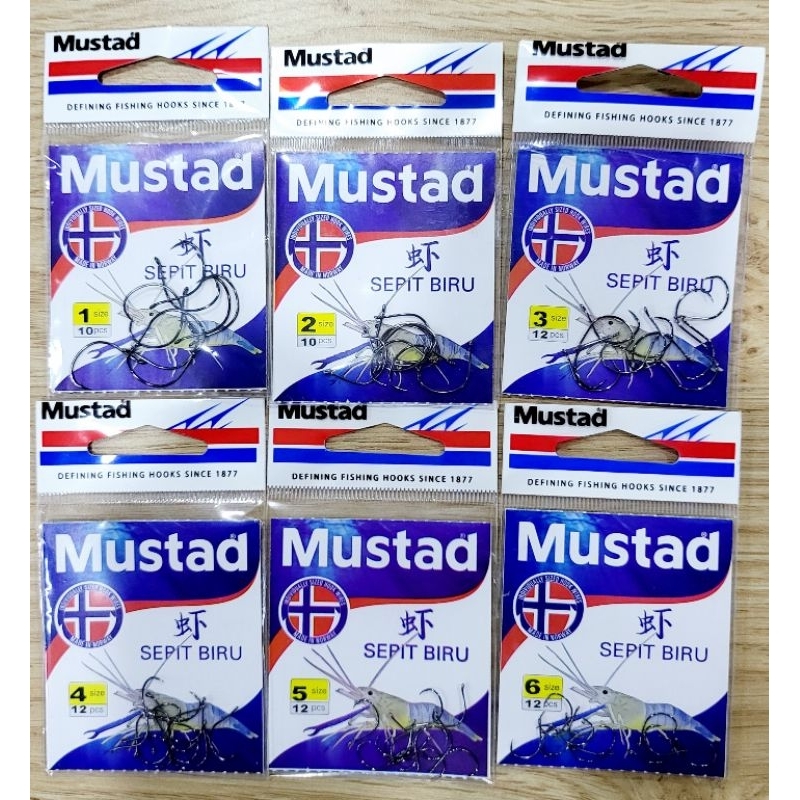Mustad 10400NP Sepit Biru Prawn Hook Mata kail Udang 12pcs | Shopee ...