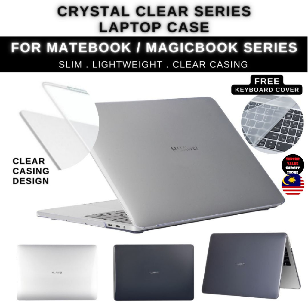 CRYSTAL Clear PC Hard Cover Casing Case for Huawei Matebook Magicbook D ...